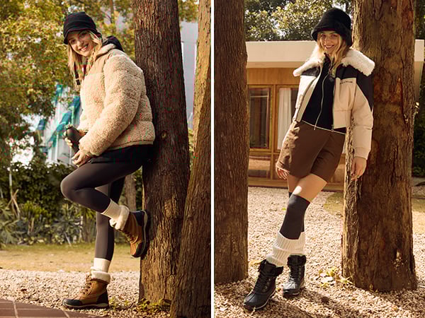 CHESTNUT Women’s Foldable Lace-Up Winter Snow Boots