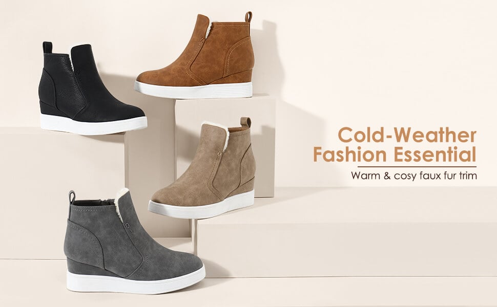 TAN PU Women's Platform Wedge Booties | Ankle Booties-Dream Pairs