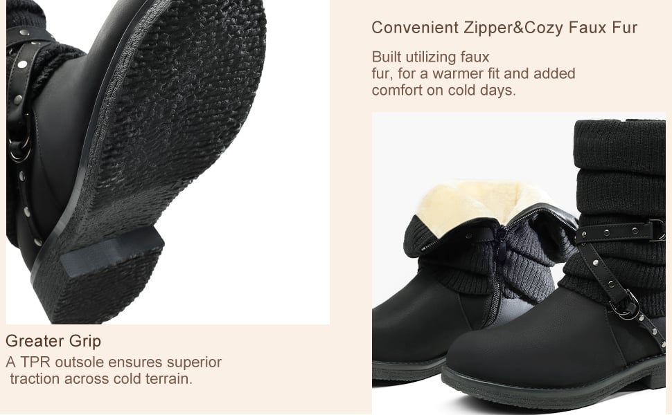 Women's Snow Boots With Buckles | Mid Calf Boots-Dream Pairs