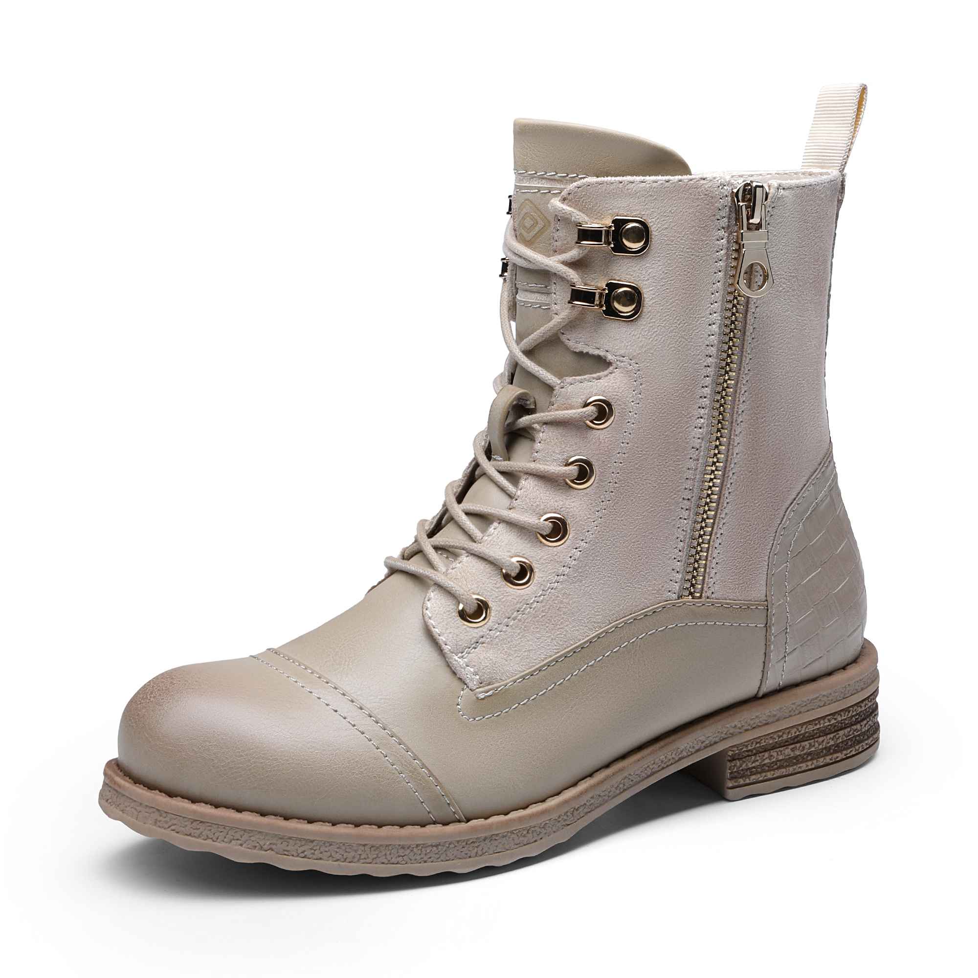 Side Zipper Ankle Combat Boots-dreampairs