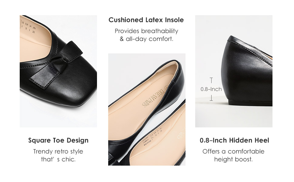 GOLD GLITTER Women's Square-Toe Wedge Bow Flats-Dream Pairs