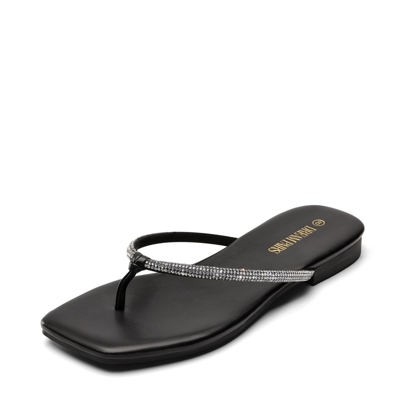 Women's Rhinestone Flip Flops | Square Toe Flip Flops-Dream Pairs