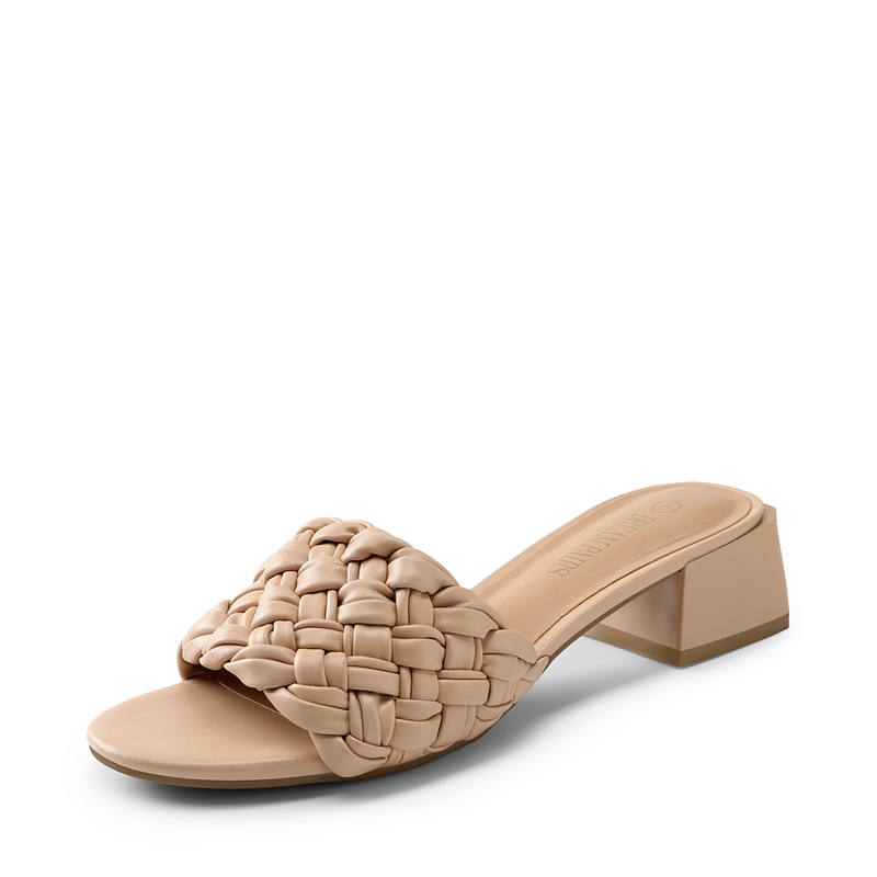 Braided Slide Sandals | Low Block Heels-Dream Pairs