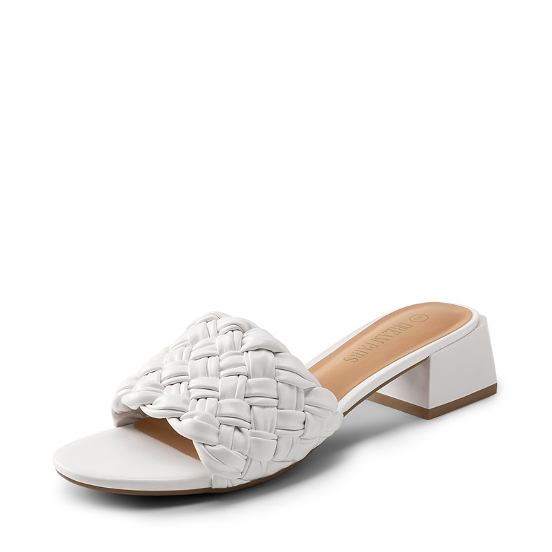 Braided Slide Sandals | Low Block Heels-Dream Pairs