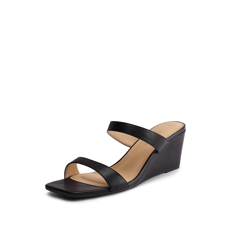 Double-Strap Slip-On Wedge Sandals-Dream Pairs