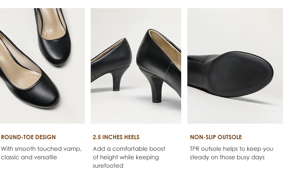 Wide Width Low Heel Pumps | Round Toe Pumps-Dream Pairs