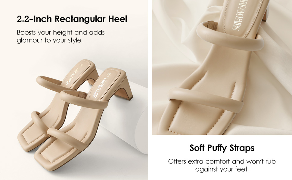 Double Strap Heel Sandals | Suqare Toe Sandals-Dream Pairs