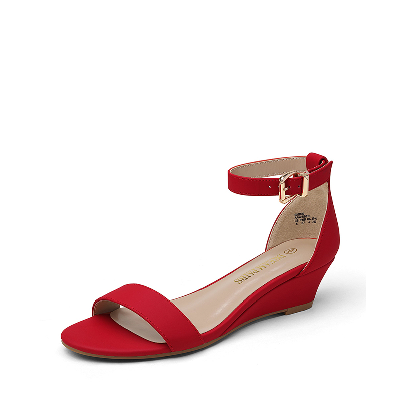 NAVY SUEDE Women's Low Heel Wedge Sandals-Dream Pairs