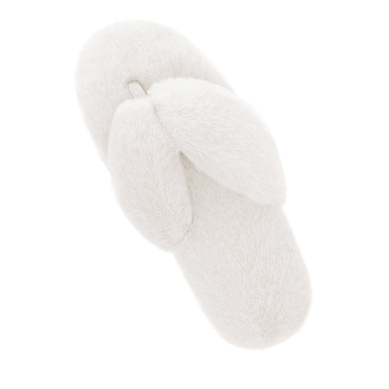 BLACK Fluffy Flip Flop Slippers | Fur Lined Flip Flops-Dream Pairs