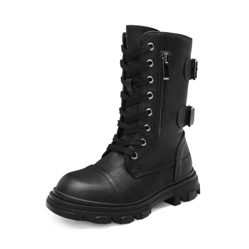 Girls' Leather Combat Boots-Dream Pairs