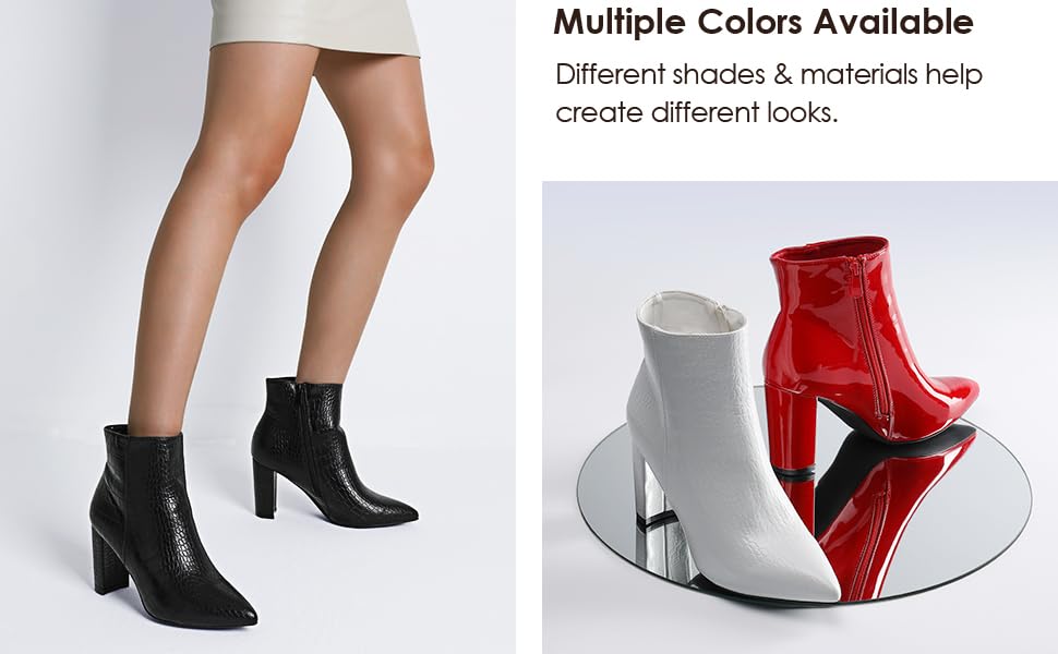 LIGHT GREY Chunky Heel Ankle Booties | Pointed Toe Ankle Boots-Dream Pairs