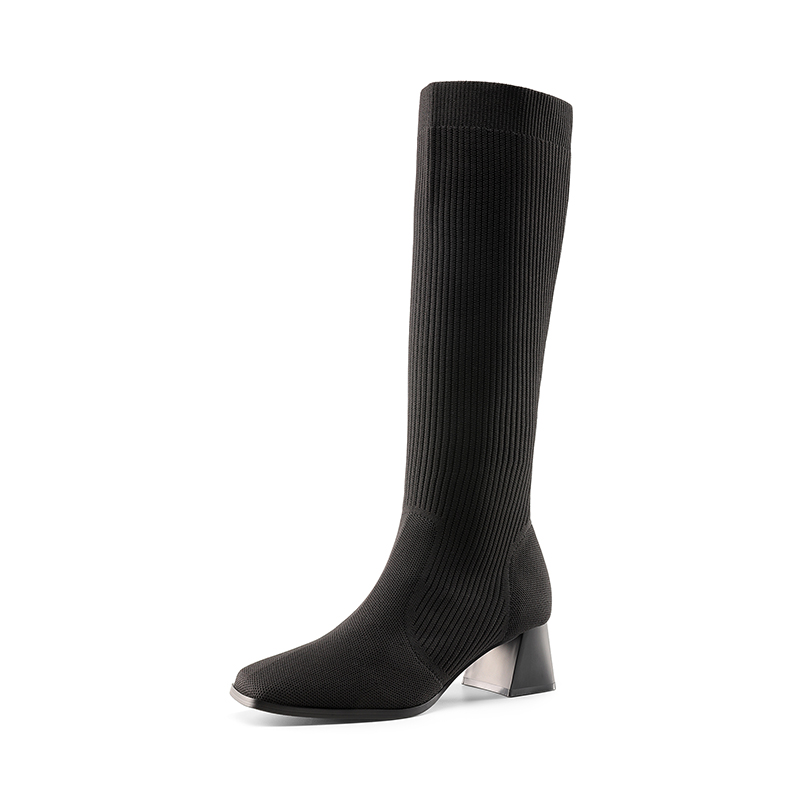 Water-Resistant Block Knee High Boots-Dream Pairs