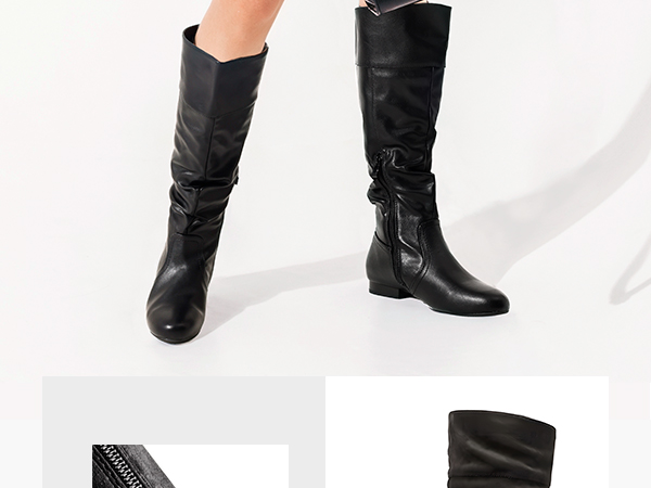 Women's Flat Knee High Boots in Leather & Suede-Dream Pairs