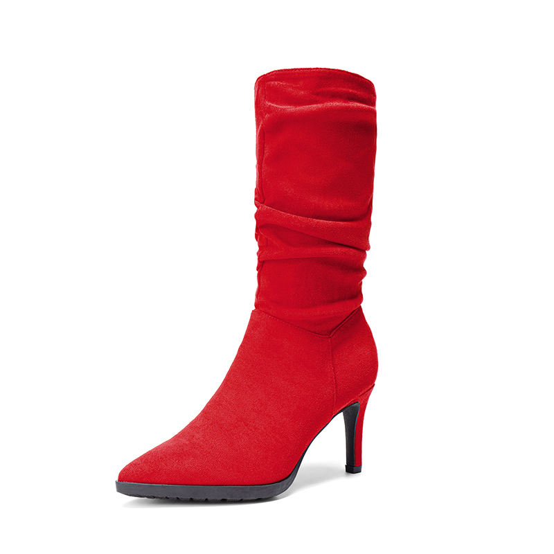 Women's Wrinkled Mid Calf Boots-Dream Pairs