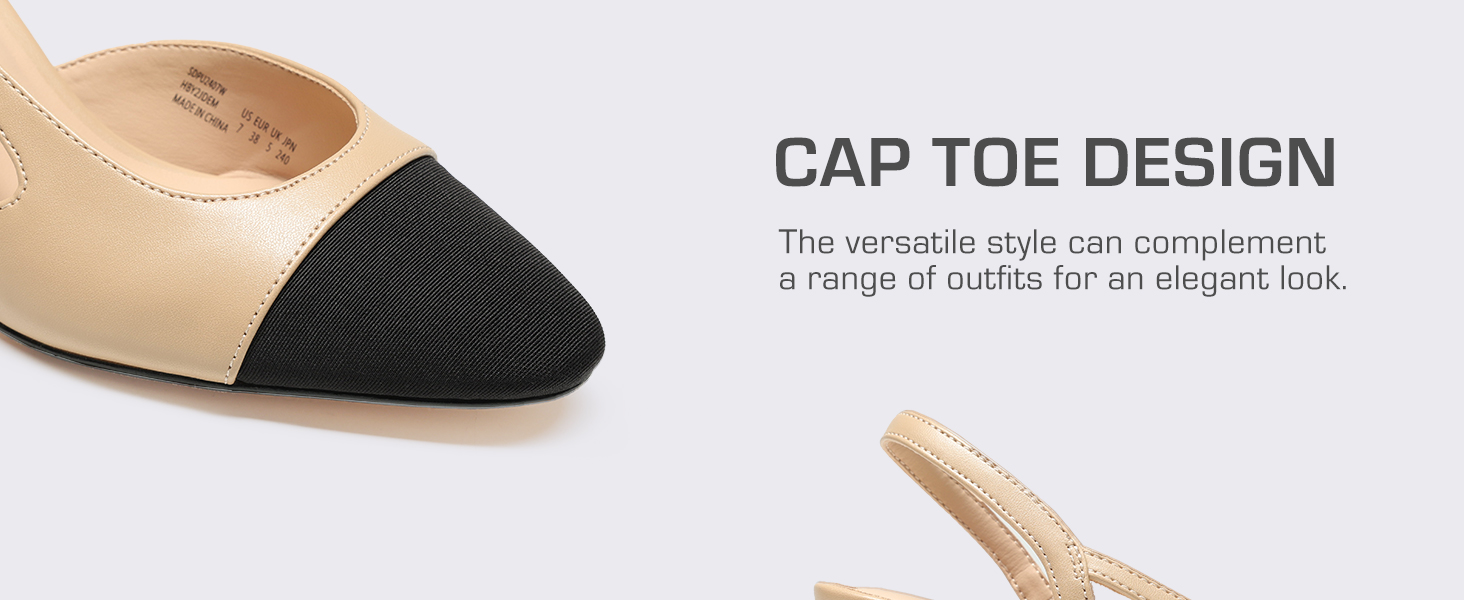 BLACK Women's Slingback Cap-Toe Pumps-Dream Pairs