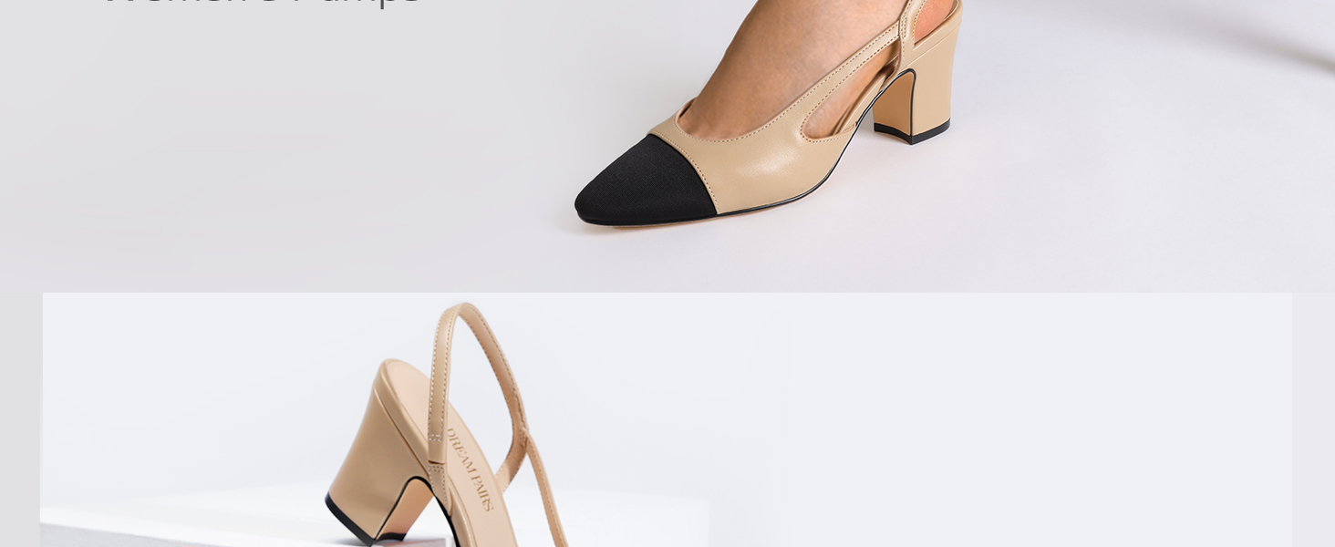 WHITE Women's Slingback Cap-Toe Pumps-Dream Pairs