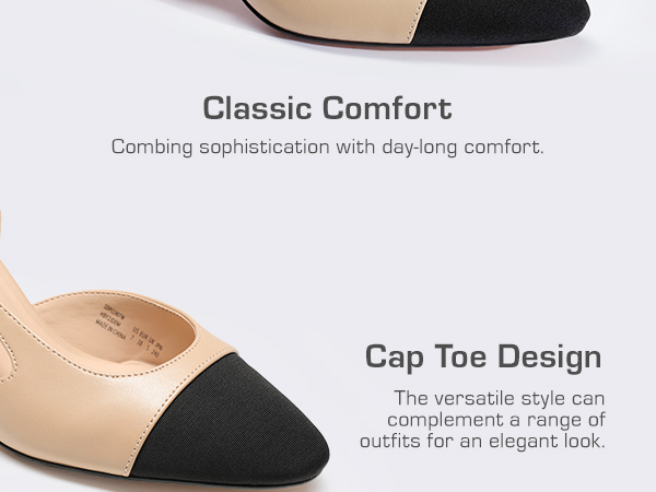 BLACK Women's Slingback Cap-Toe Pumps-Dream Pairs