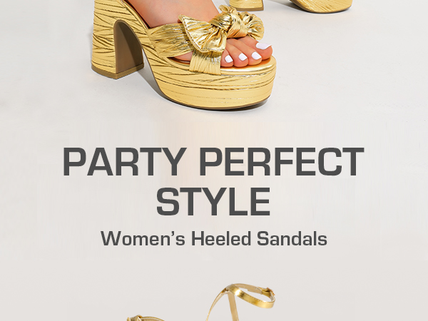 GOLD Women's Bow Platform Sandals-Dream Pairs