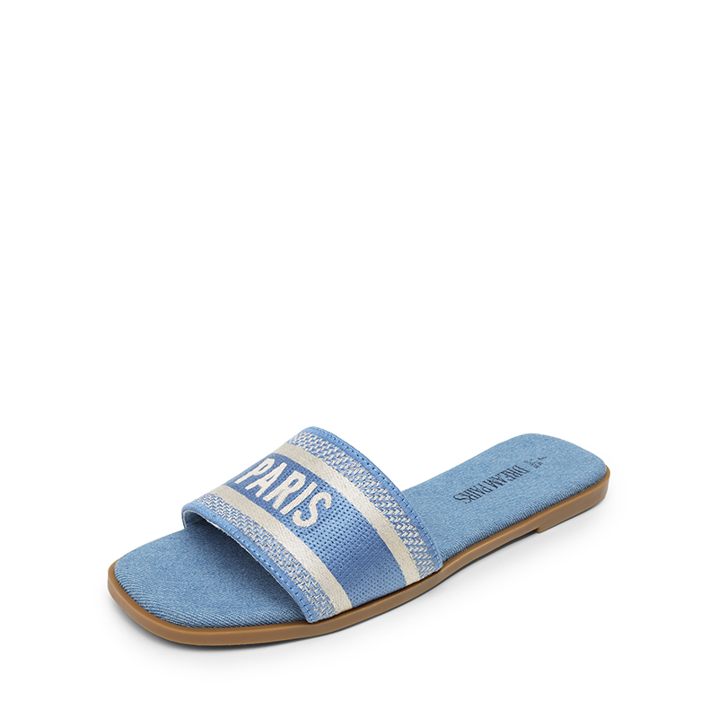 Women's Square Toe Flat Slide Sandals-Dream Pairs