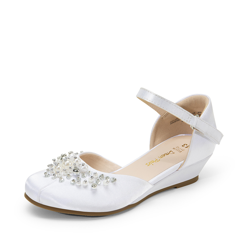 Girls Pearl Low Wedge Shoes-Dream Pairs