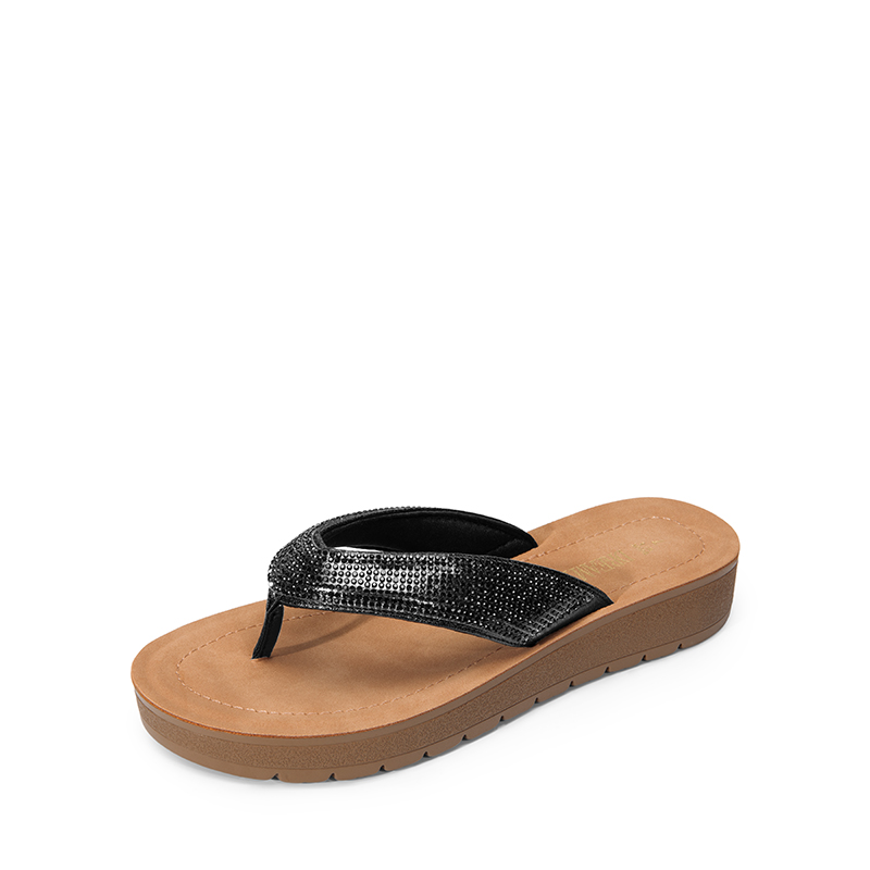 SILVER RHINESTONE Women's Rhinestone Arch Support Flip Flops-Dream Pairs