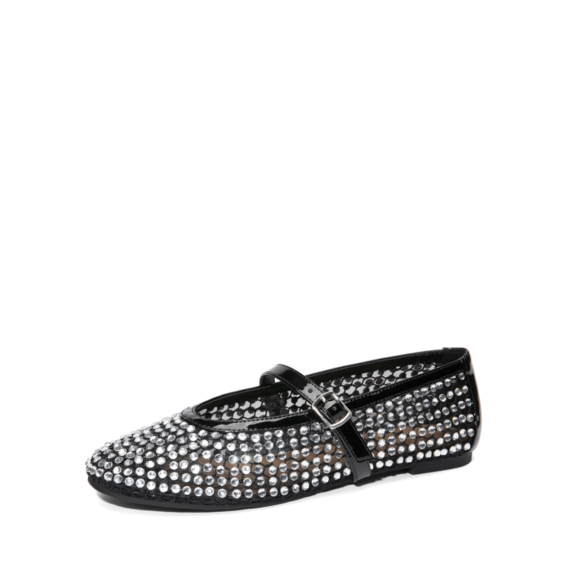 Women's Rhinestone Mesh Mary Jane Ballet Flats-DREAM PAIRS