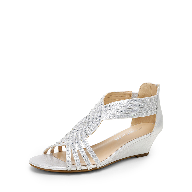 GOLD Women's Rhinestone Wedge Sandals-DREAM PAIRS