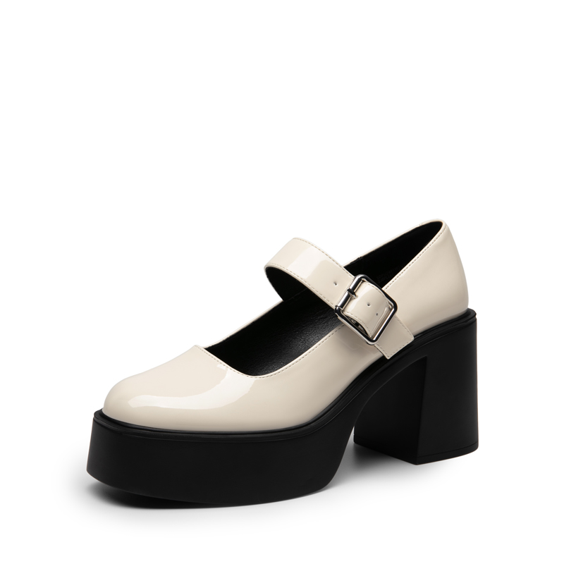 BEIGE Women's Chunky Platform Mary Jane Pumps-DREAM PAIRS