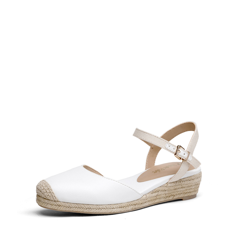 Women's Closed-Toe Low Wedge Espadrilles-Dream Pairs