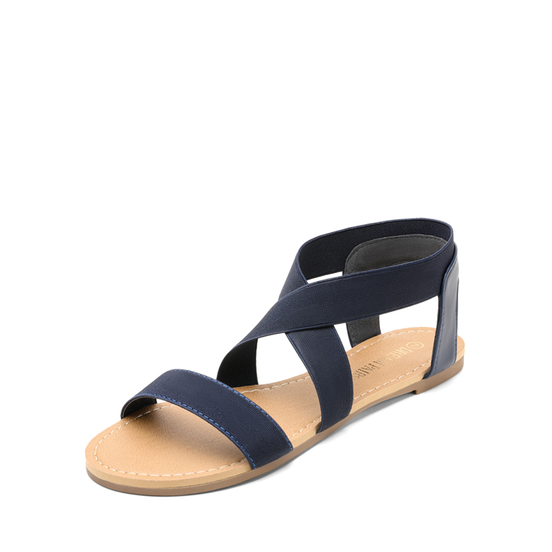 Stretchy Elastic Ankle Strap Flat Sandals-Dream Pairs