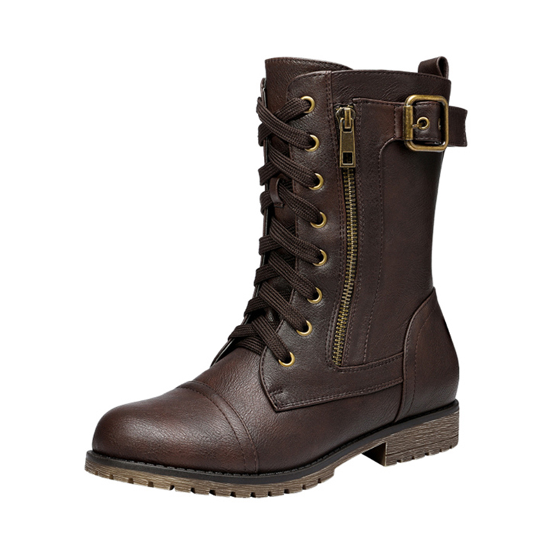 Women’s Mid Calf Lace Up Boots | Winter Warm Boots-Dream Pairs