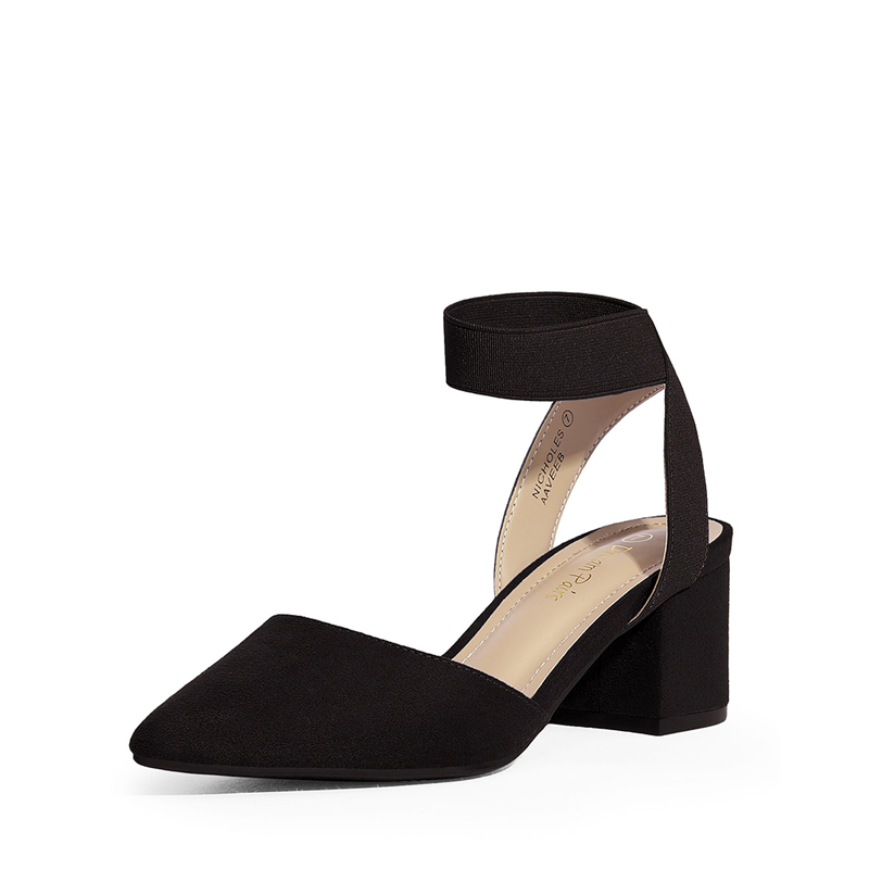SILVER GLITTER Chunky heel Pumps | Ankle Strap Pump Shoes-Dream Pairs