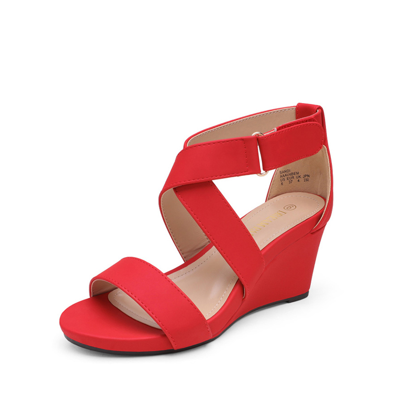 Women's Elastic Strap Wedge Sandals-Dream Pairs