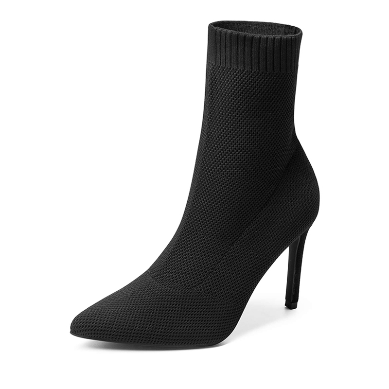 Knitted Stilleto Knitted Ankle Boots-Dream Pairs