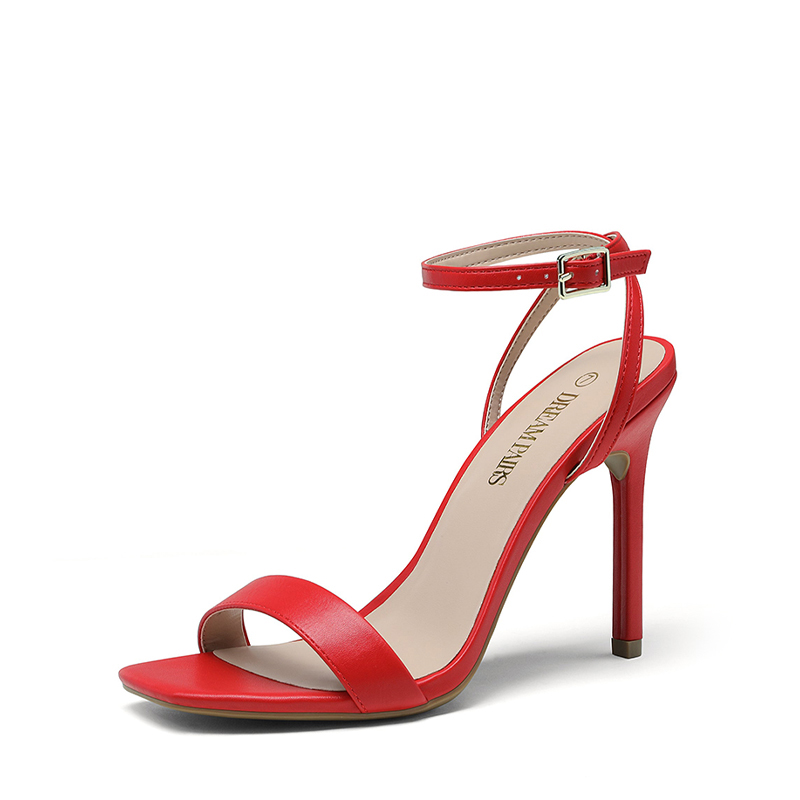 Open Toe Ankle Strap Stiletto Sandals-Dream Pairs