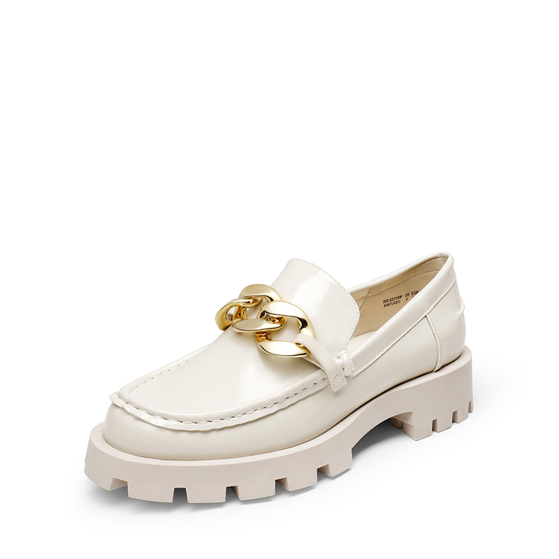 Chunky Chain Loafers | Gold Loafers For Women-Dream Pairs