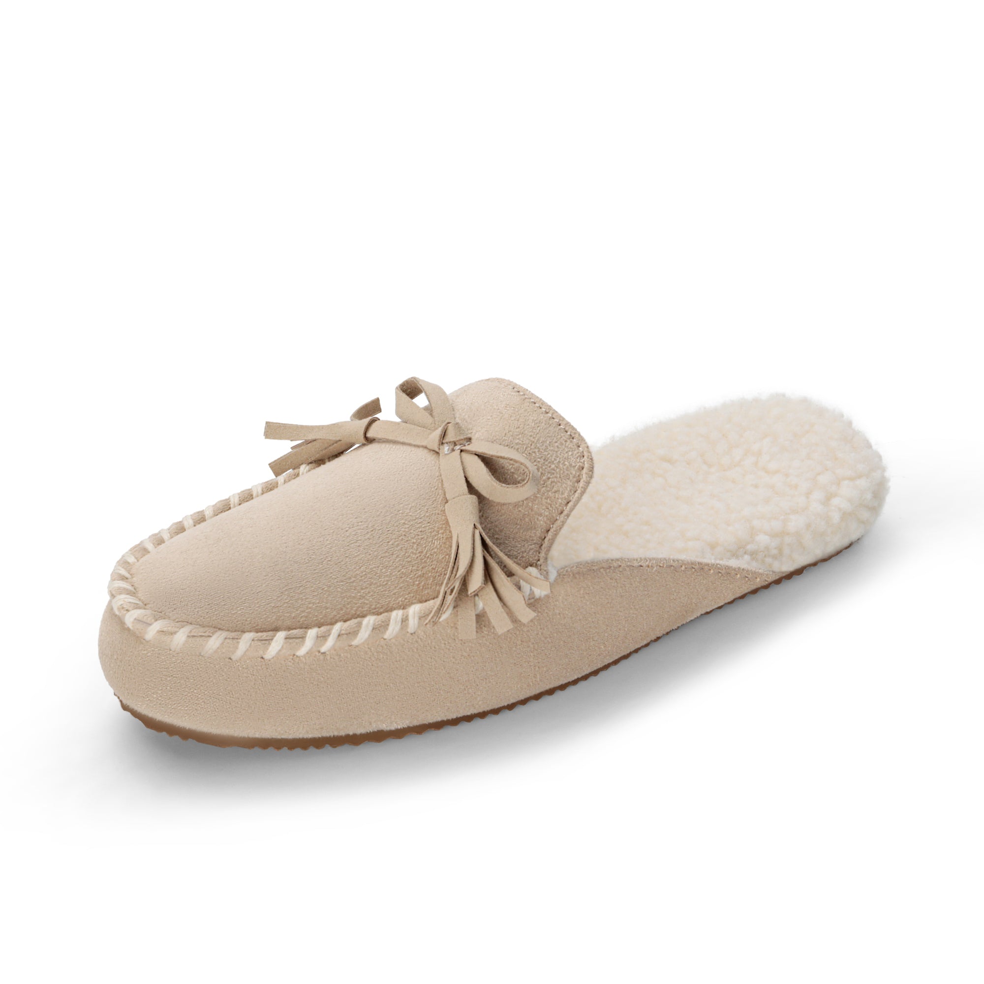 Fuzzy Moccasin Slippers | Bowknot Slippers-Dream Pairs