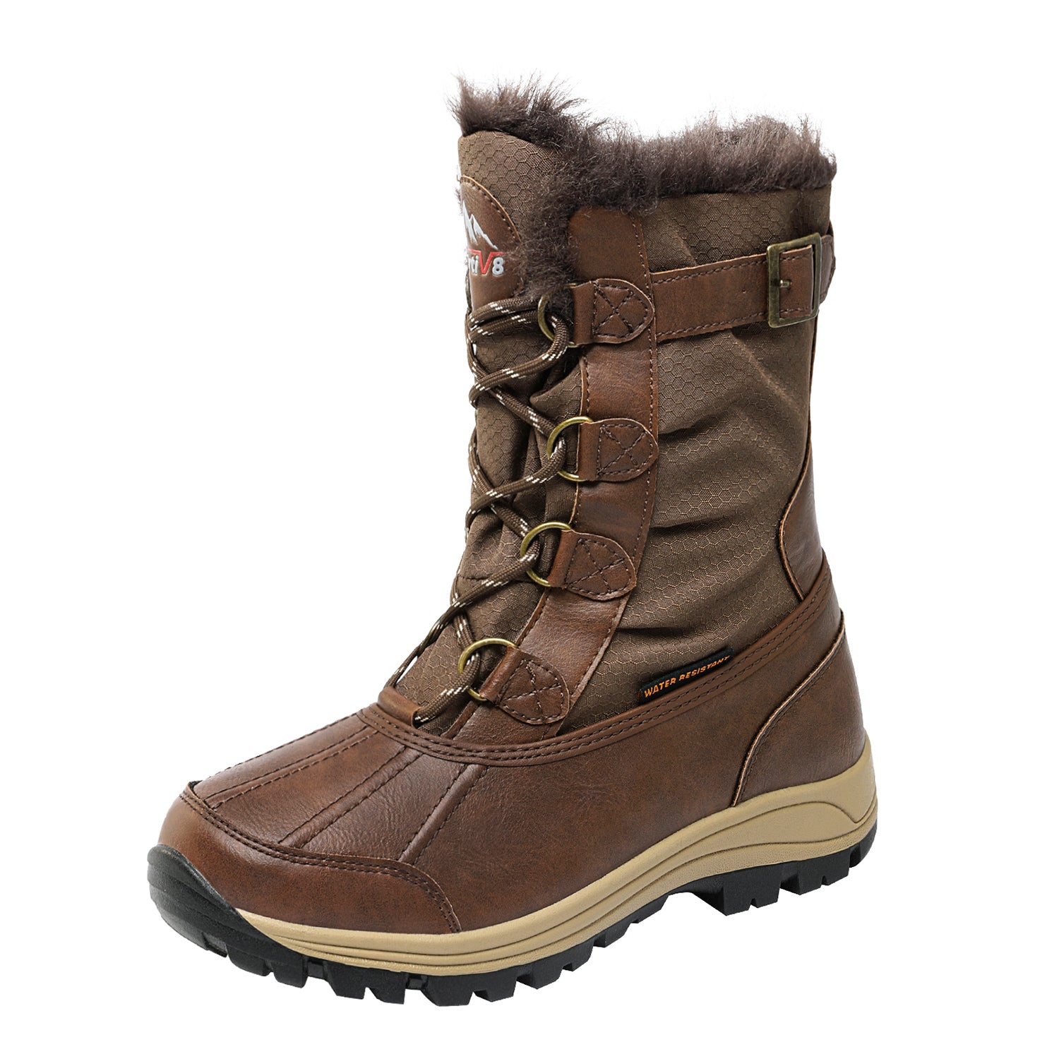Women's Leather Waterproof Snow Boots-dreampairs