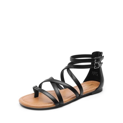 black gladiator sandals flat