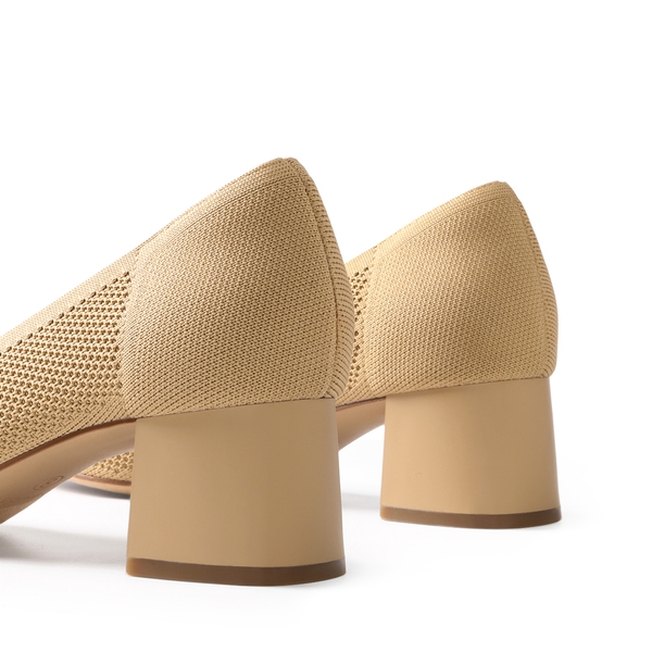 BEIGE Women's Sustainable Heels | Knit Block Heels-Dream Pairs