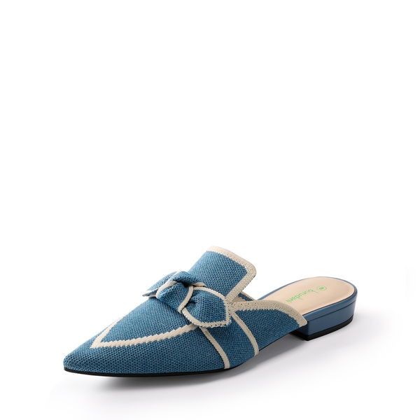 DENIM BLUE Women's Knit Mules With Pointed-Toe-Dream Pairs