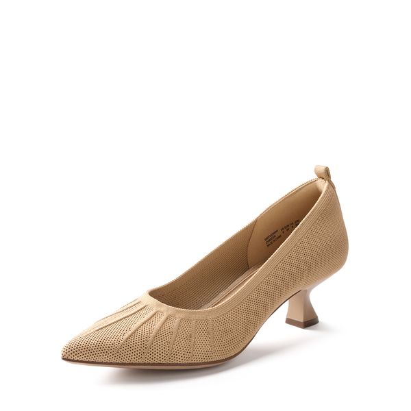 BEIGE Women's Comfortable Kitten Heel Knit Pumps-Dream Pairs