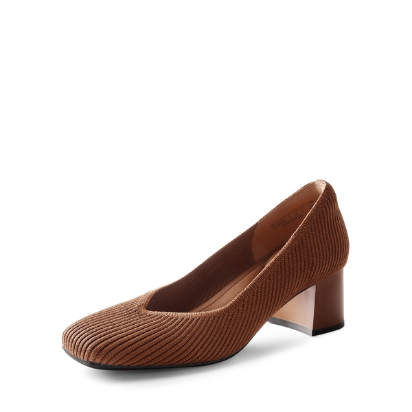 BROWN Women's Square-Toe Knit Pumps-Dream Pairs