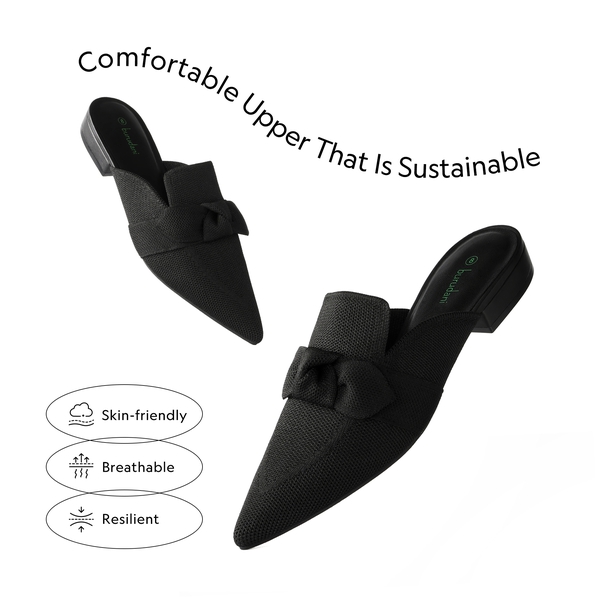 BLACK Women's Knit Mules With Pointed-Toe-Dream Pairs