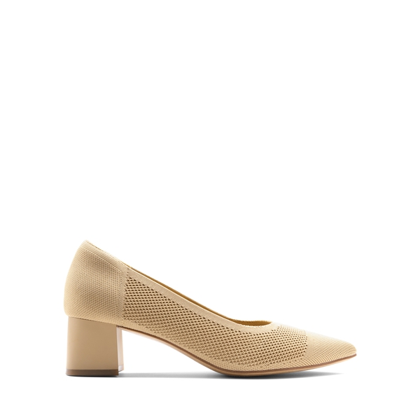 BEIGE Women's Sustainable Heels | Knit Block Heels-Dream Pairs