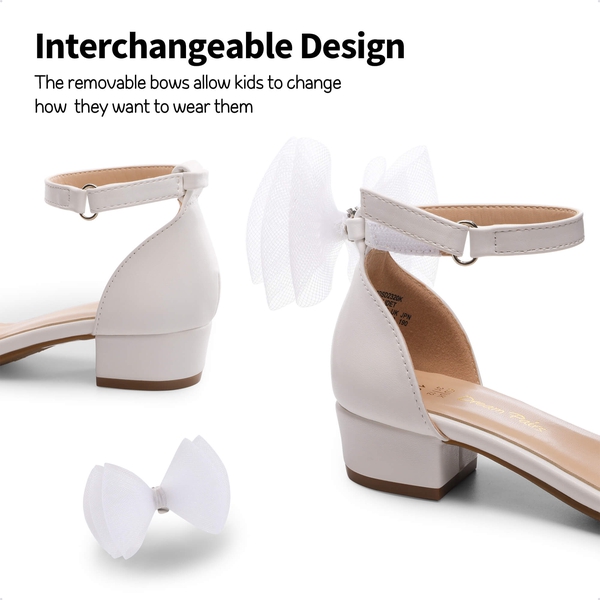 WHITE Girls' Low Heel Dress Sandals-Dream Pairs