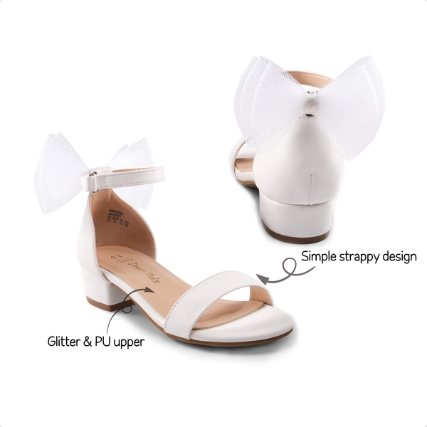 WHITE Girls' Low Heel Dress Sandals-Dream Pairs