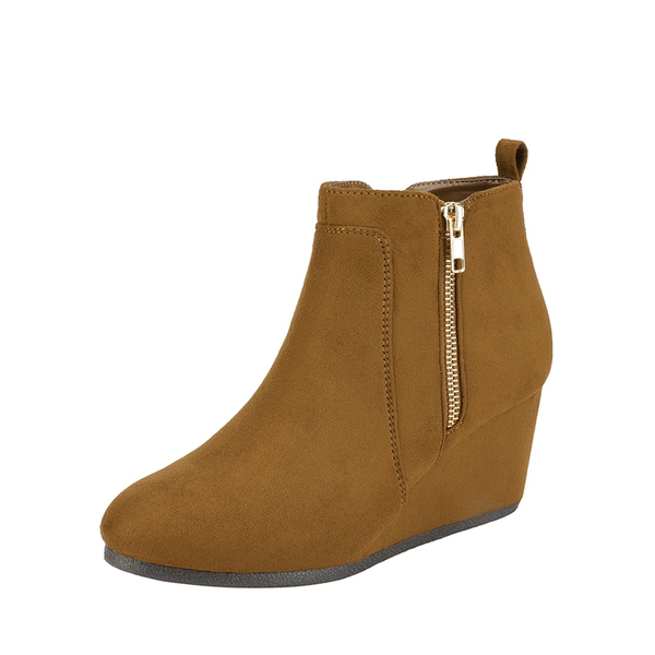 Women's Pointed-Toe Suede Wedge Bootie-Dream Pairs