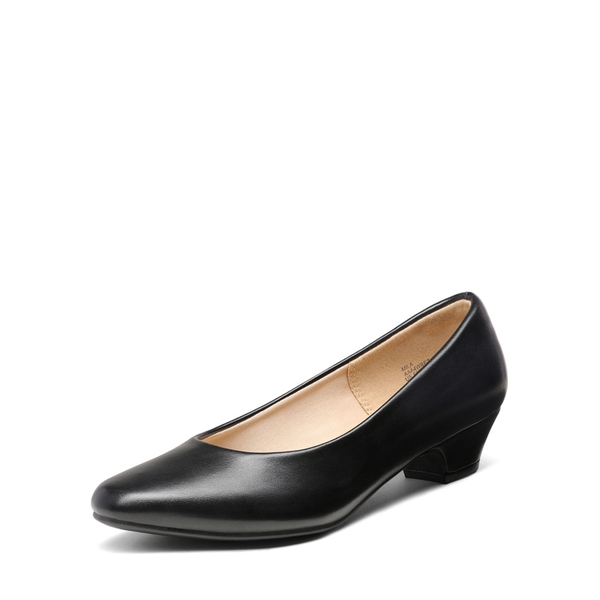 BLACK PU Women's Chunky Low Heel Pump Shoes-Dream Pairs