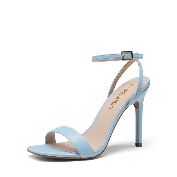 BABY BLUE Open Toe Stiletto Sandals | Ankle Strap Heels-Dream Pairs